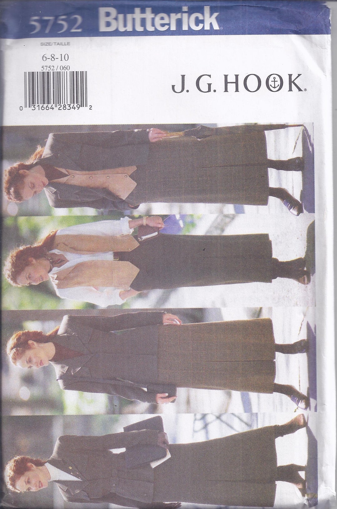 Butterick 5752 Sewing Pattern From 1998. Misses Lined Jacket, Skirt ...