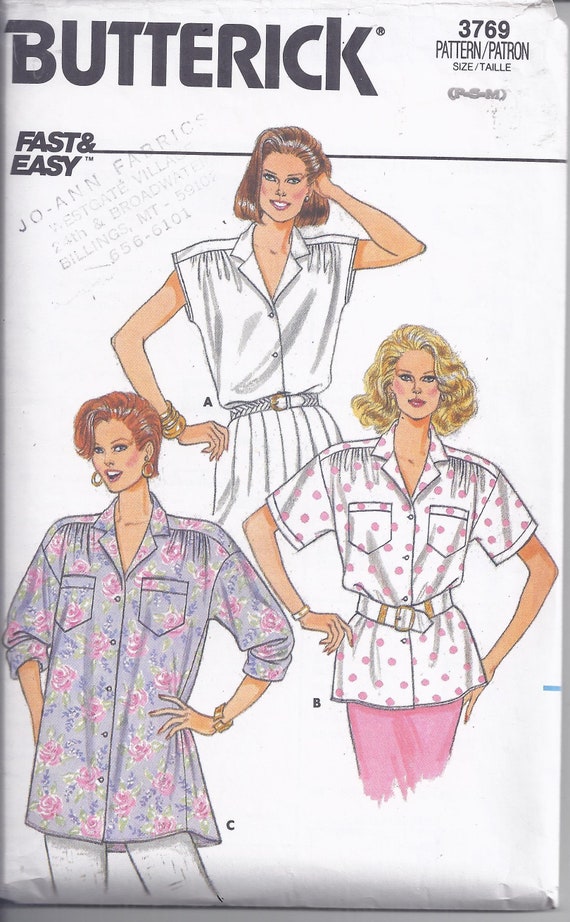 Butterick Sewing Pattern 3769 From 1986. Misses Loose - Etsy