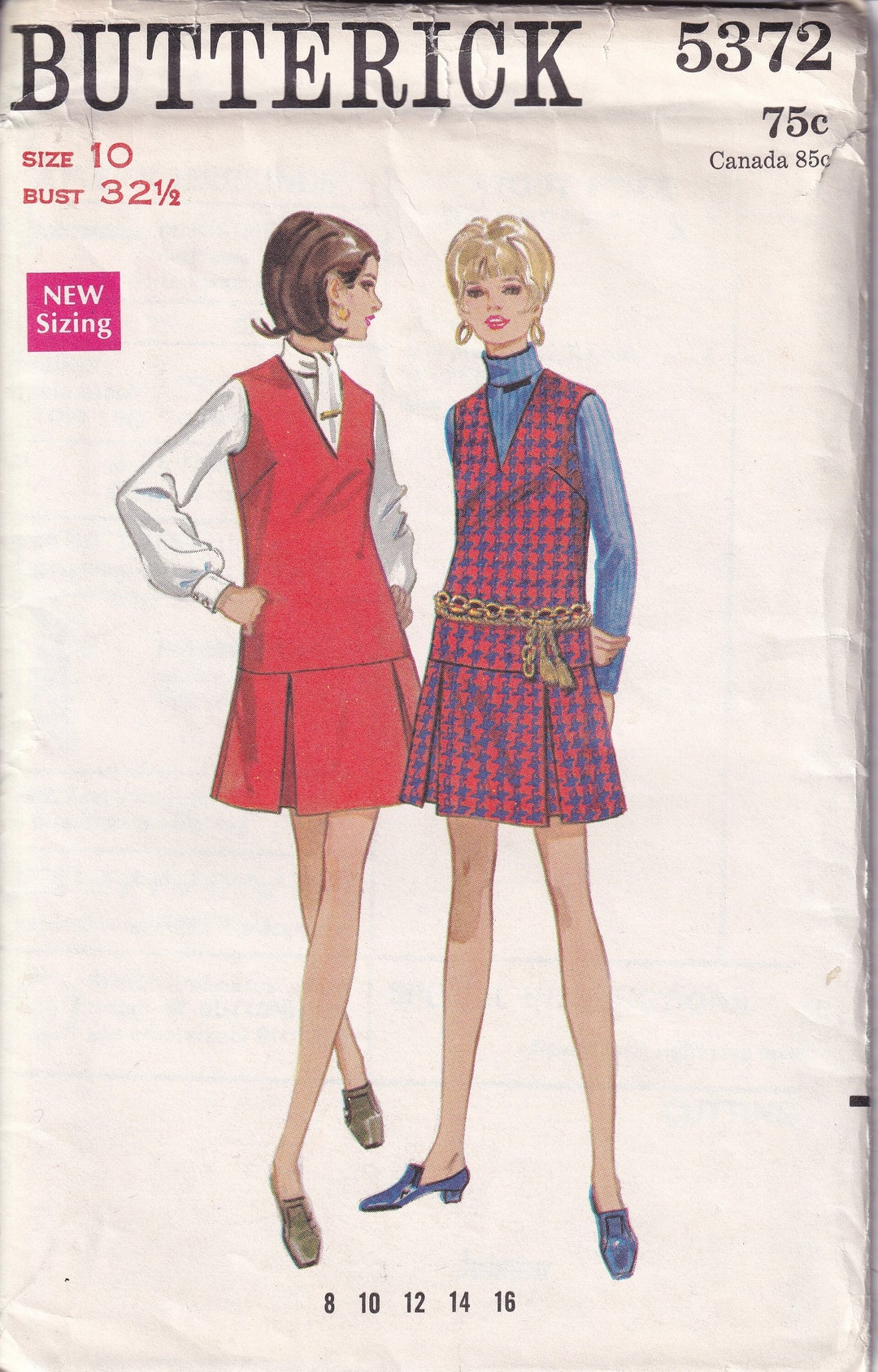 Butterick Sewing Pattern # 5372 From 1960's. Misses Low Waisted Jumper ...
