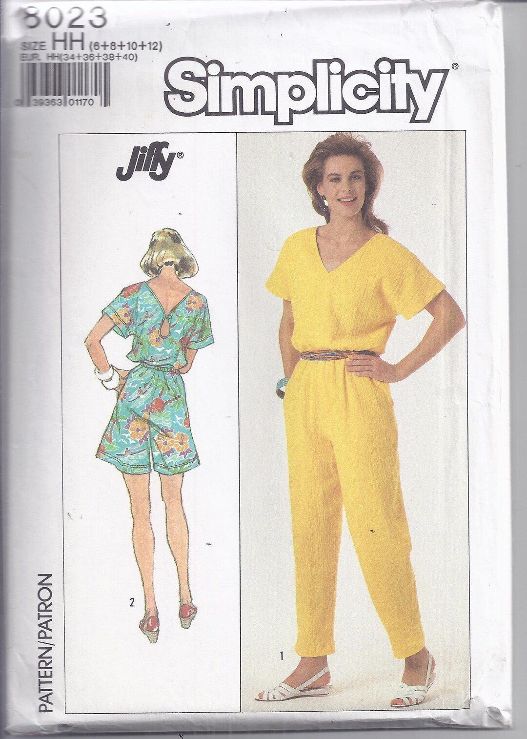 Simplicity Pattern # 8023 From 1987: Misses Loose Fitting Jumpsuit or ...