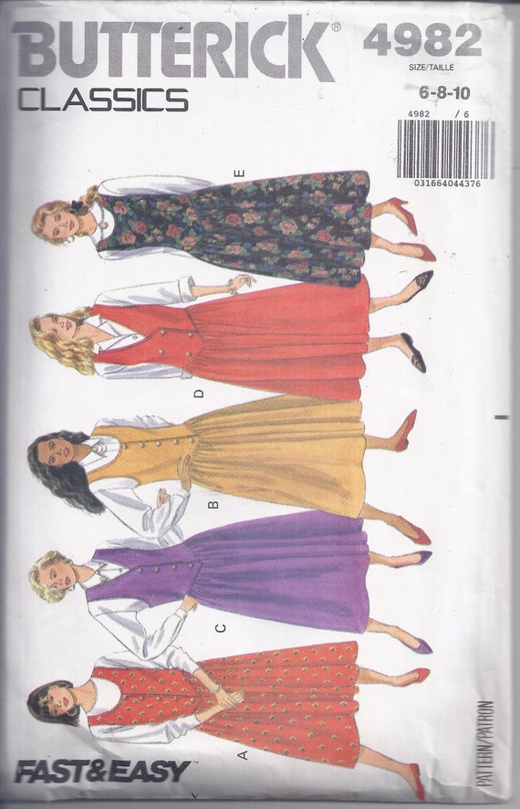 Butterick Sewing Pattern 4982 From 1990. Misses Semi-fitted - Etsy