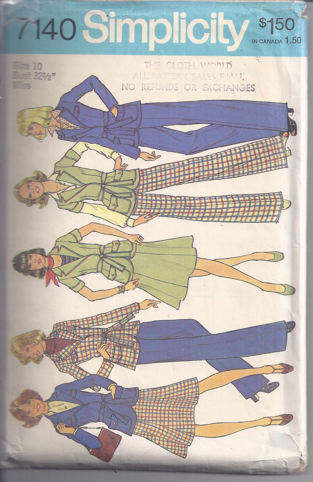Vintage Simplicity Sewing Pattern # 7140 From 1975: Misses Front Wrap ...