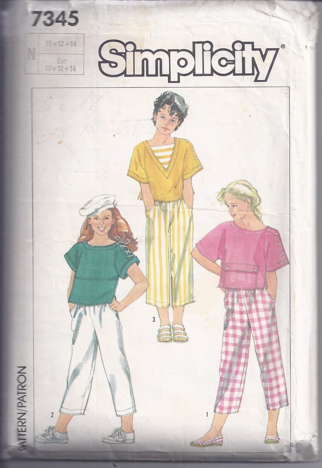 Simplicity 7345 Sewing Pattern From 1986. Girls Loose Fitting Tops and ...