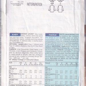 Butterick 3640 Sewing Pattern From 1994. Misses Unlined Jacket. Bust 30 ...