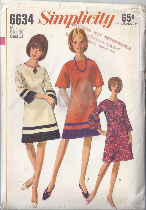 Simplicity Vintage Sewing Pattern 6634 From 1966. Misses | Etsy
