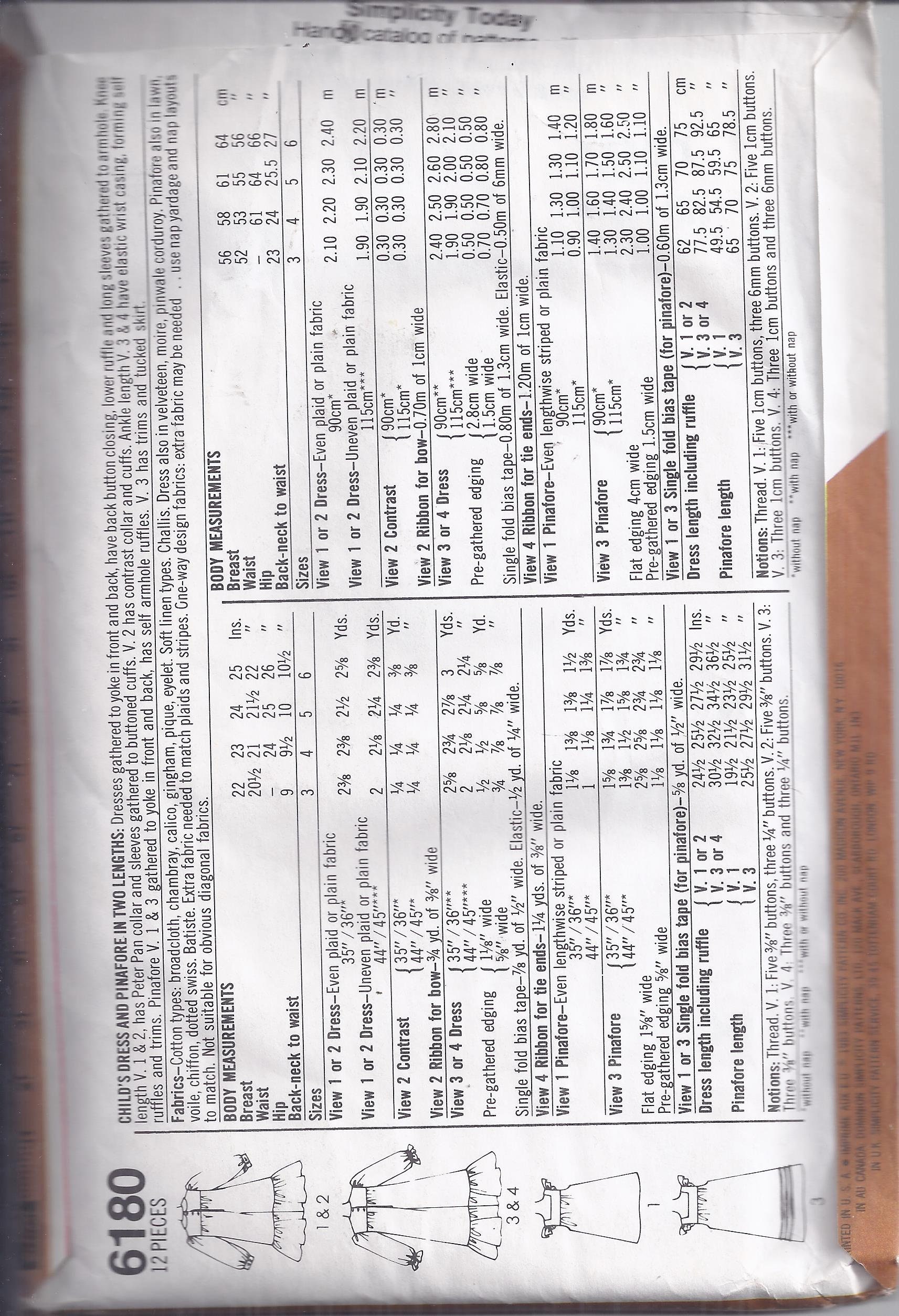 Simplicity 6180 Sewing Pattern From 1983. Girls Dress and - Etsy