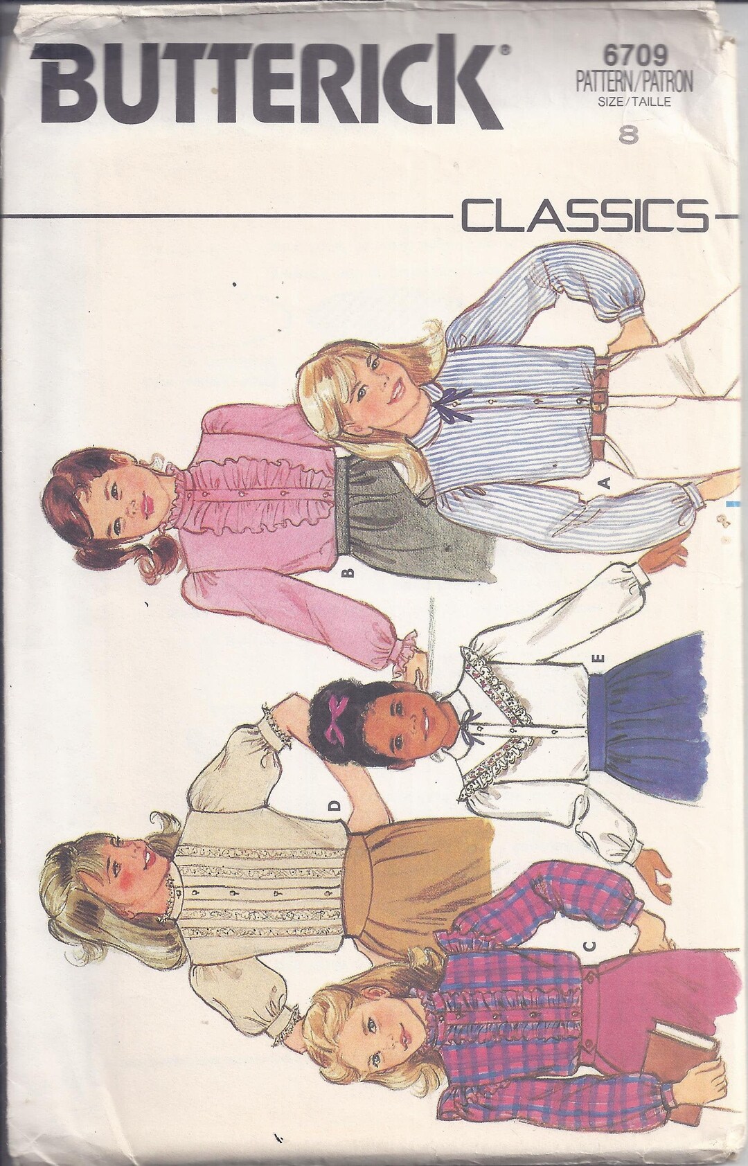 Butterick 6709 Sewing Pattern. Girls Blouse With Collar Variations ...