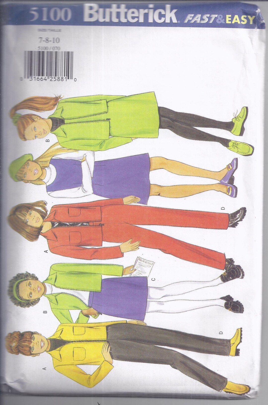 Butterick 5100 Sewing Pattern From 1997. Girl's Jacket, Jumper, Skirt ...
