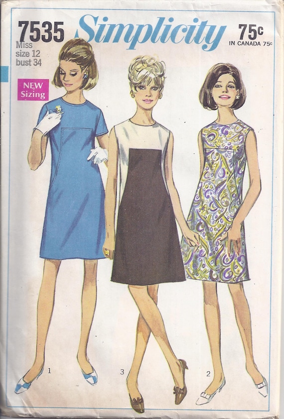 Simplicity Vintage Sewing Pattern 7535 From 1968. Misses A | Etsy