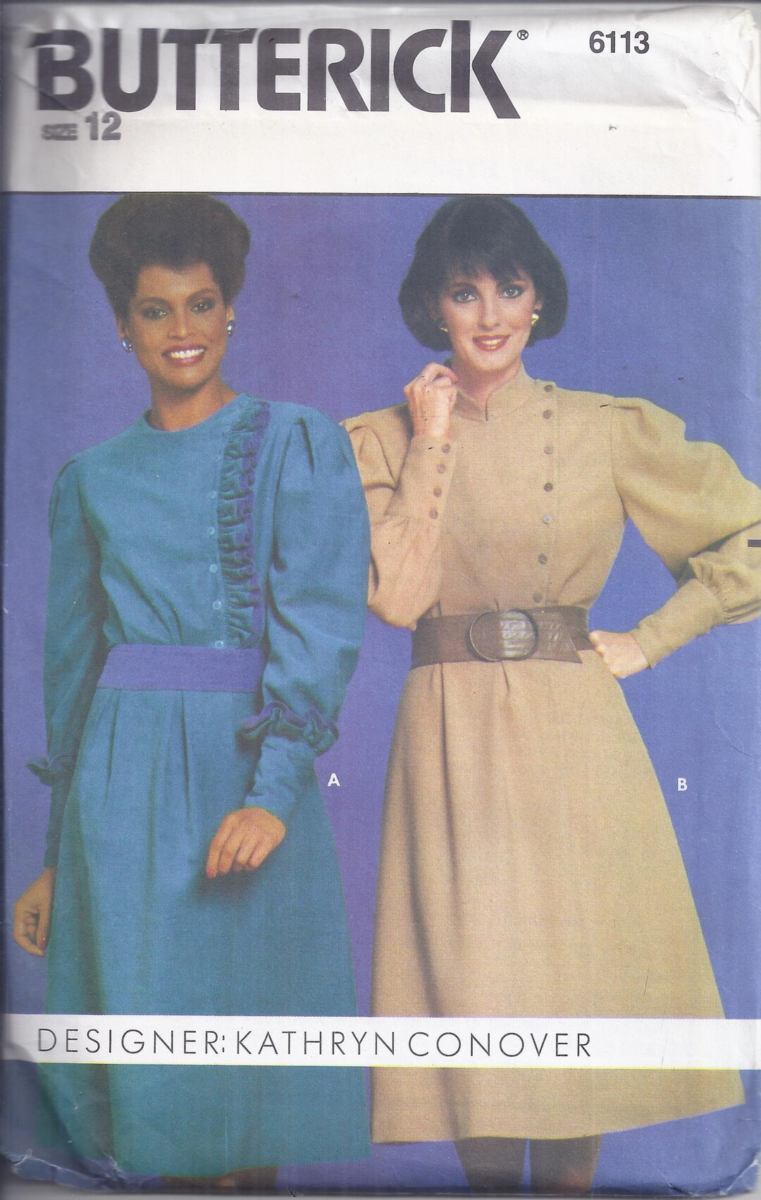 Butterick Sewing Pattern # 6113 From 1980's. Misses Fitted A-line Dress ...