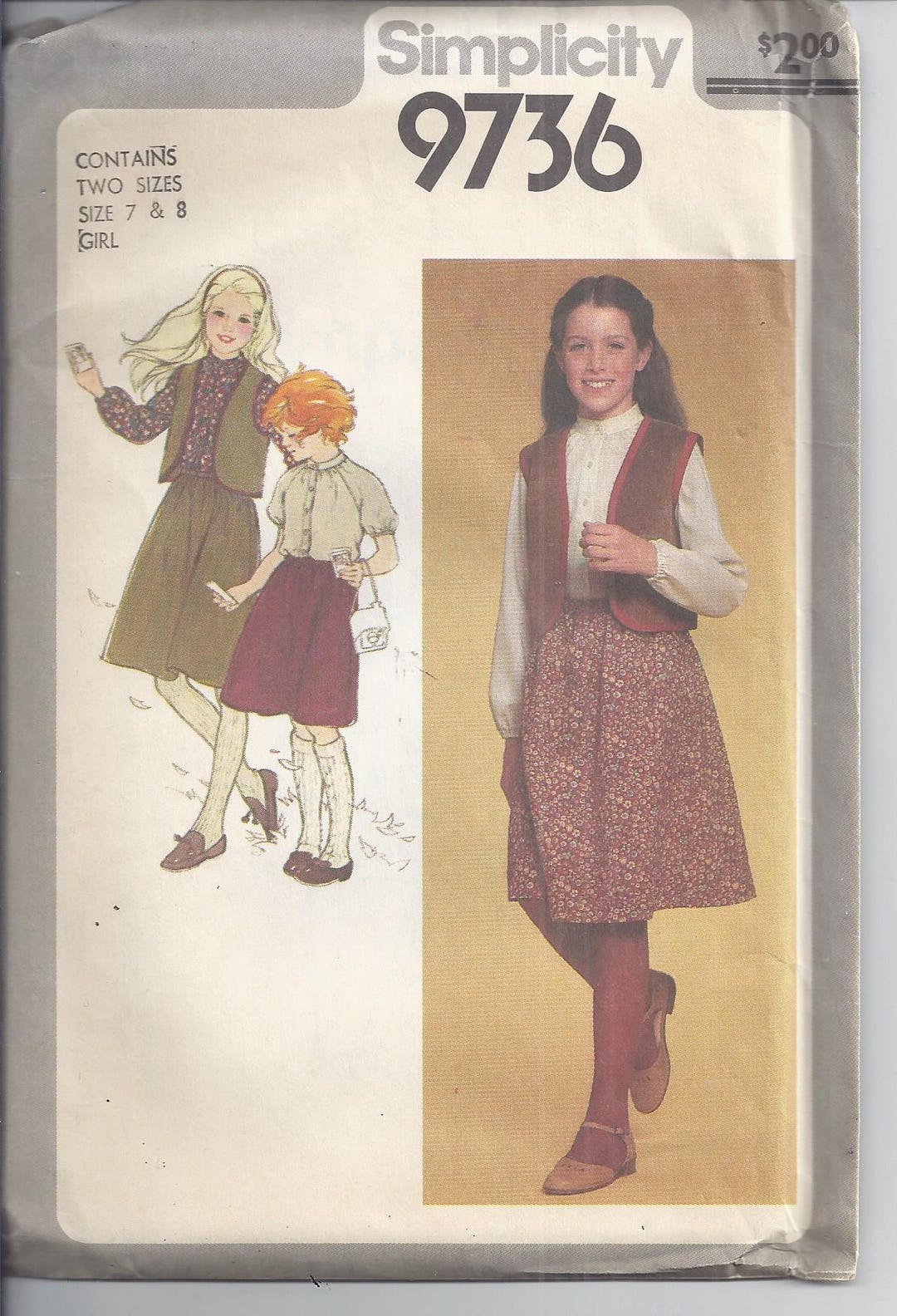 Simplicity 9736 Sewing Pattern From 1980. Girls Skirt, Blouse and ...