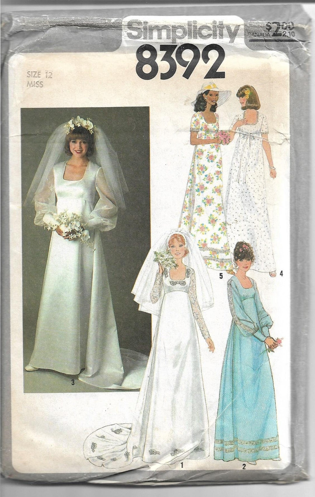 Simplicity 8392 Sewing Pattern From 1978. Misses Bridal or Bridesmaid ...