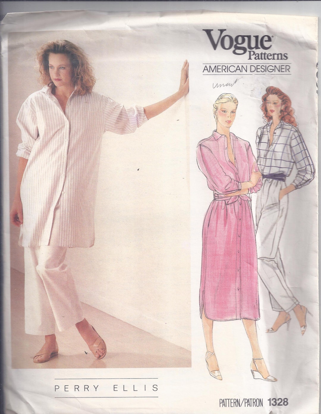 Vogue Sewing Pattern 1328 From Mid 1980's. Perry Ellis - Misses' Dress ...