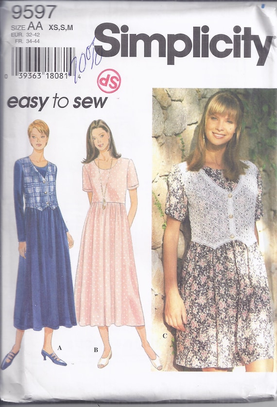 Simplicity Pattern 9597 from 1995. Misses Pullover Dress. | Etsy
