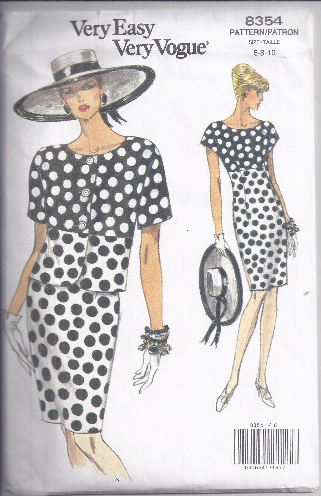 Vogue Sewing Pattern 8354 From 1992. Misses Unlined Jacket and Dress ...