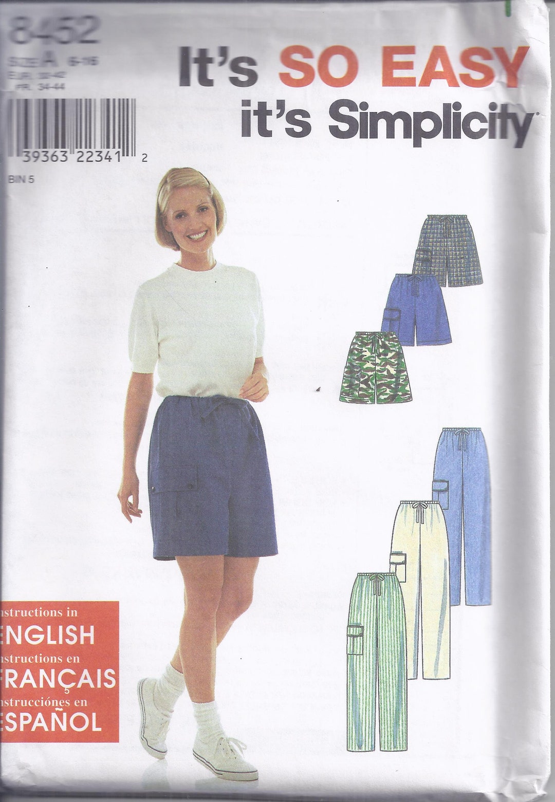 Simplicity Pattern 8452 From 1999. Misses Pants and Shorts. Bust 30 1/2 ...