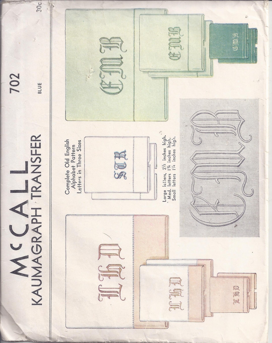 Mccall Kaumagraph Embroidery Transfer Pattern 702 From 1939. Old ...