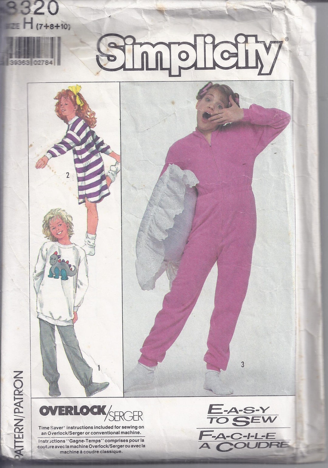 Simplicity 8720 Sewing Pattern From 1987. Girls' Nightshirt, Pajamas ...