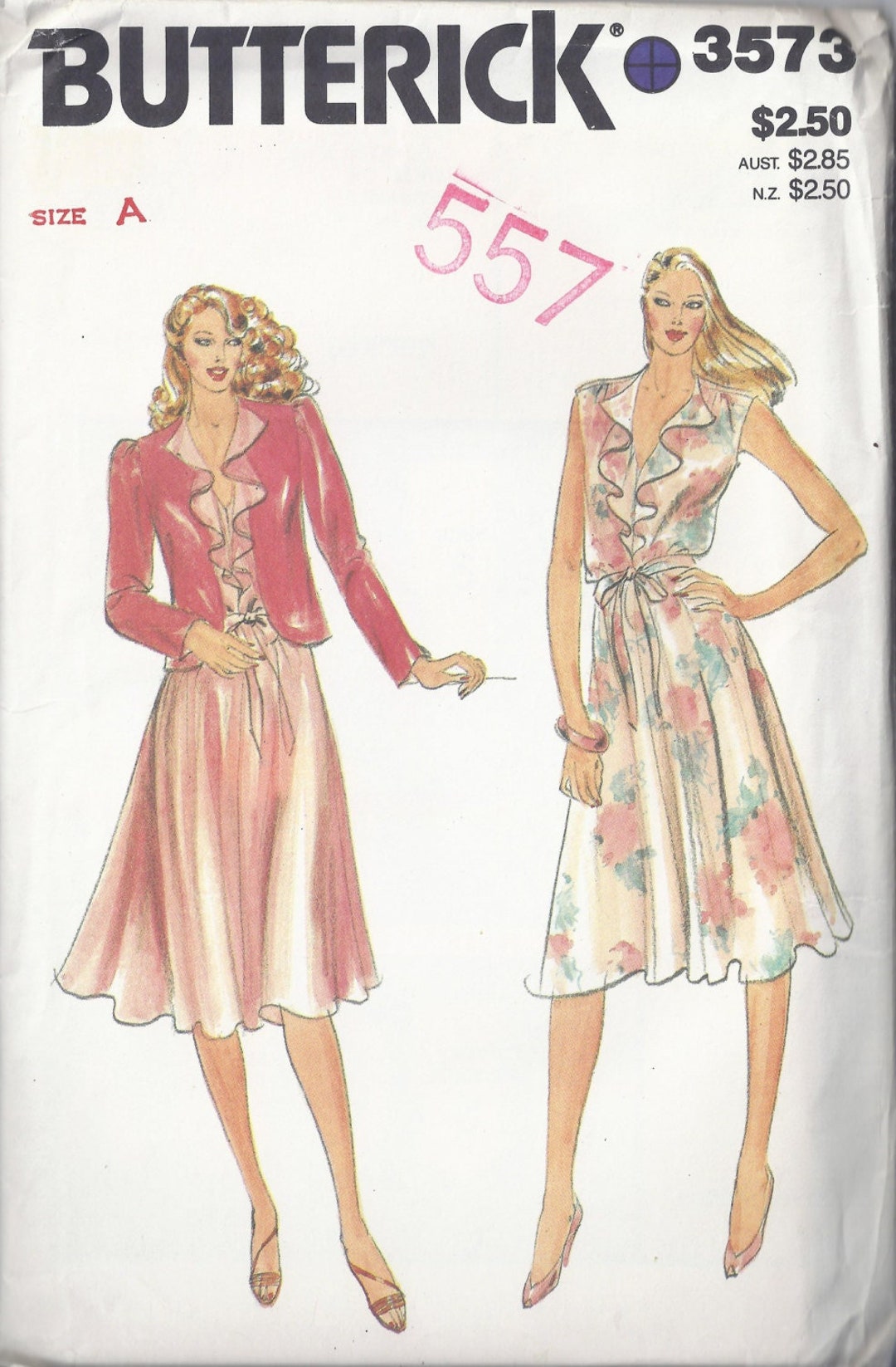 Butterick Pattern # 3573 From the 1980's Misses Jacket and Dress. Bust ...