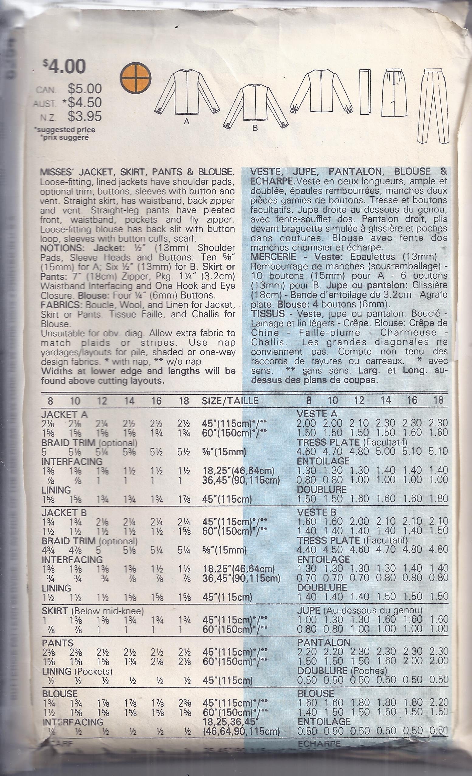 Butterick 6254 Sewing Pattern From 1980's. Misses Jacket - Etsy UK