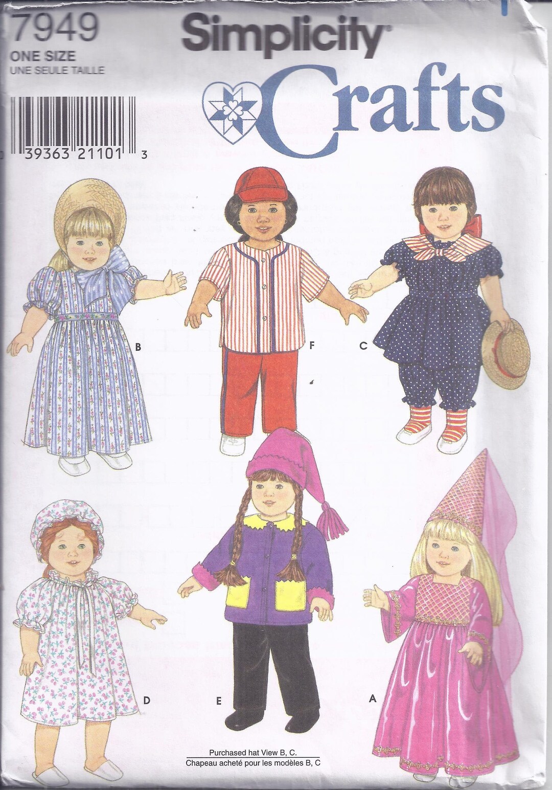 Simplicity Crafts 7949 Pattern From 1997: 18 Doll Clothes. Dresses ...