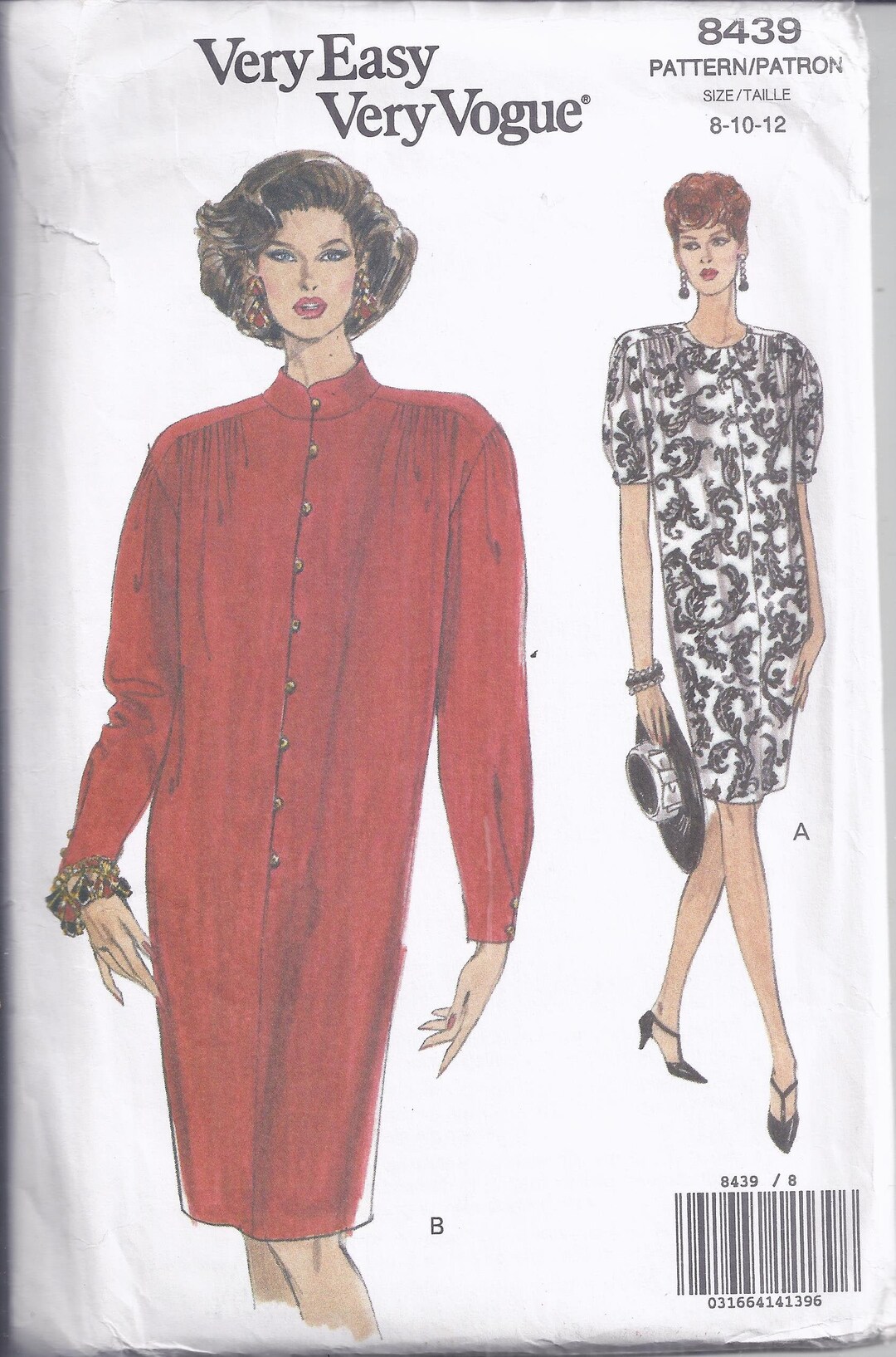 Vogue Sewing Pattern 8439 From 1992. Misses Loose Fitting, Slightly ...