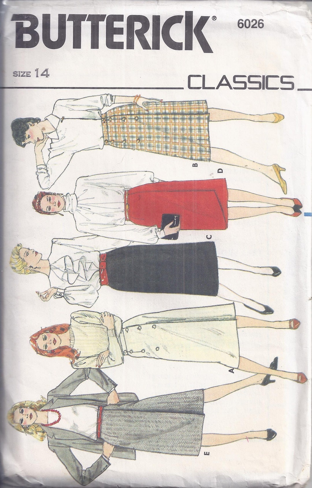 Butterick Sewing Pattern 6026 From 1980's. Misses Straight Skirts With ...