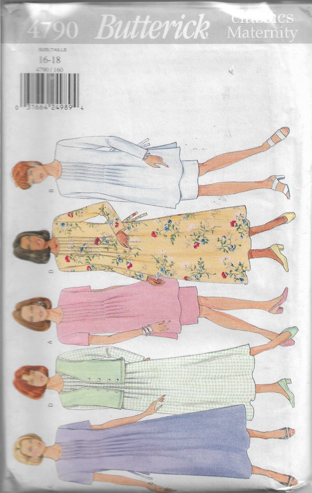 Butterick 4790 Sewing Pattern From 1996. Misses Maternity Dress, Tunic ...
