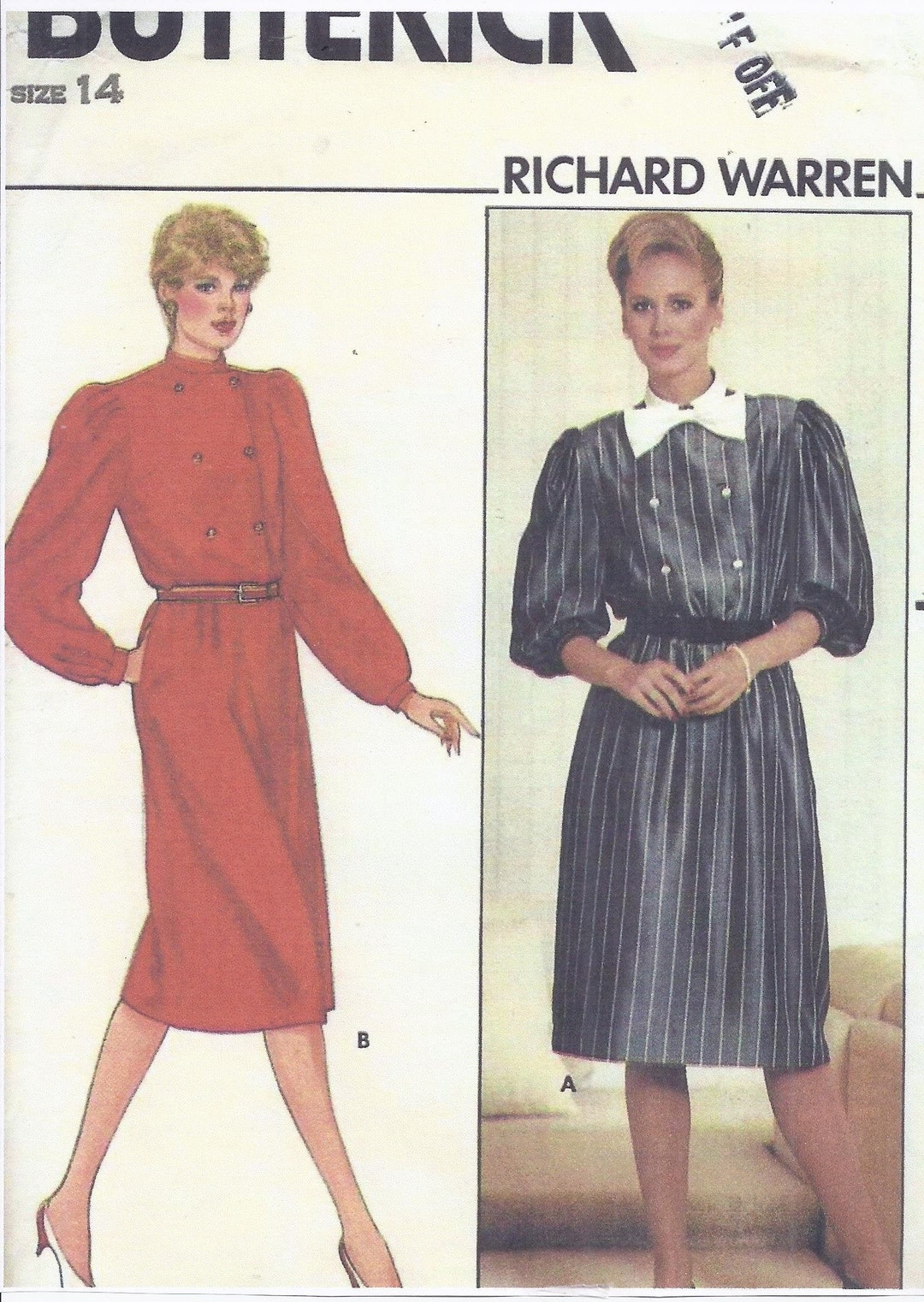 Butterick 4848 From 1980's. Misses Loose Fitting Dress. Bust 32 1/2 ...