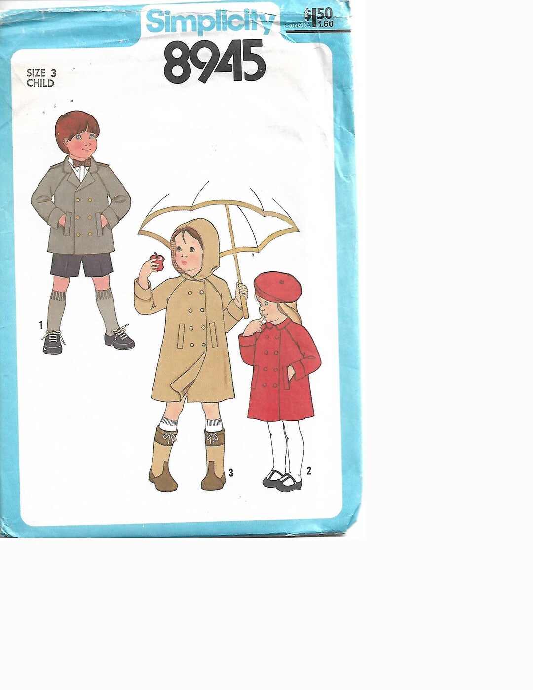 Simplicity 8945 Sewing Pattern From 1979. Childs Lined Coat, Hooded ...