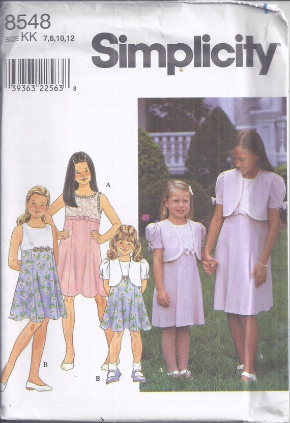 Simplicity 8548 Sewing Pattern From 1998.. Girls Dress and | Etsy