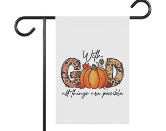 Fall Christian Bible Verse Pumpkin Home Flag, October Praise Religious ...