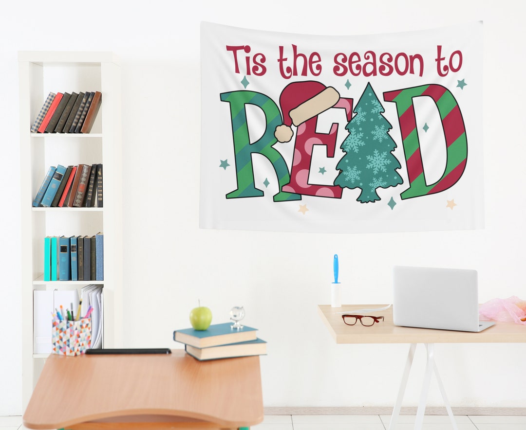 Christmas Class Gift, Reading Season Teacher Wall Tapestry, Red ...