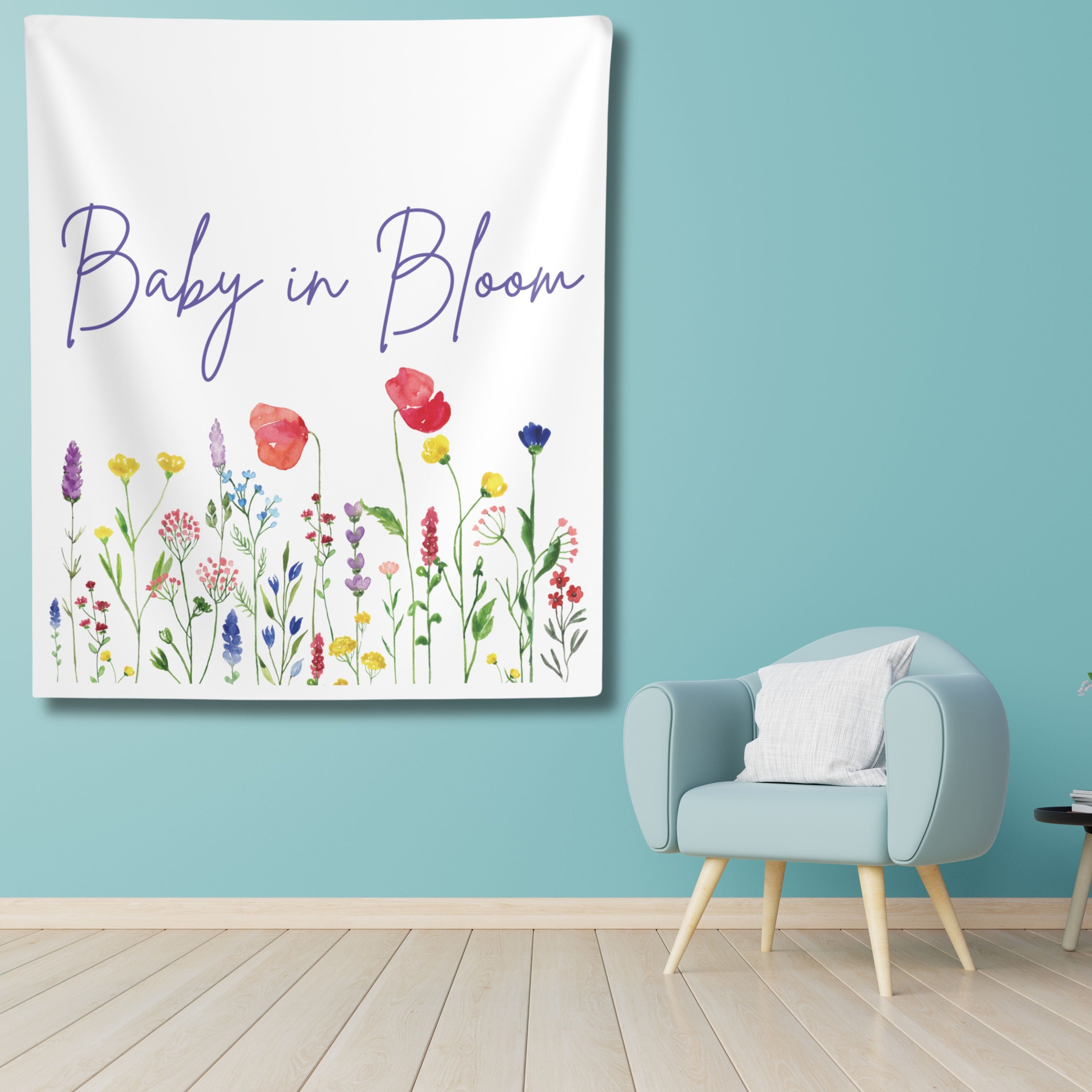 Baby in Bloom Party Backdrop, Baby Shower Backdrop, Baby Shower ...