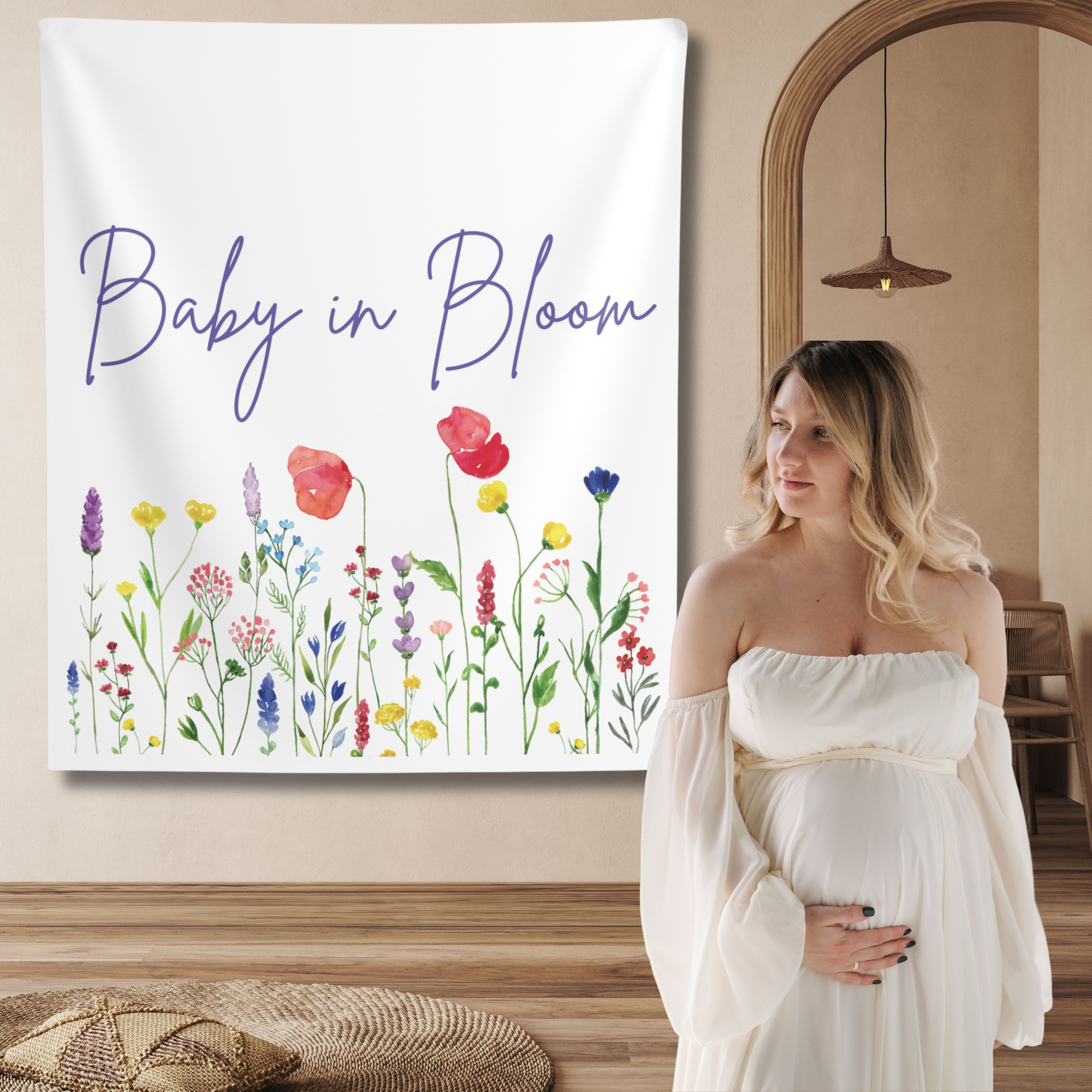 Baby in Bloom Party Backdrop, Baby Shower Backdrop, Baby Shower ...