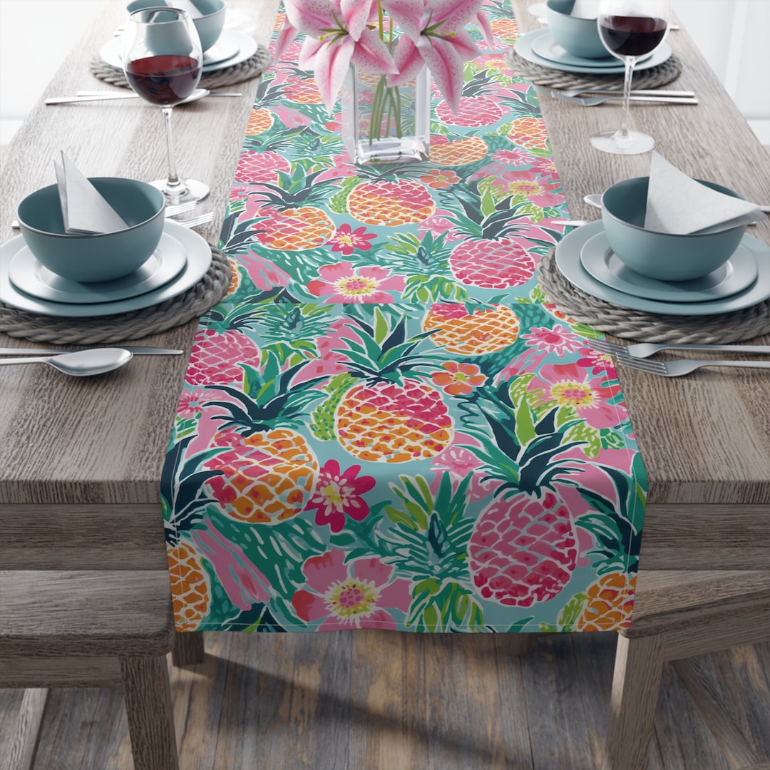 Colorful Spring Table Runner, Neon Watercolor Table Runner, Summer ...