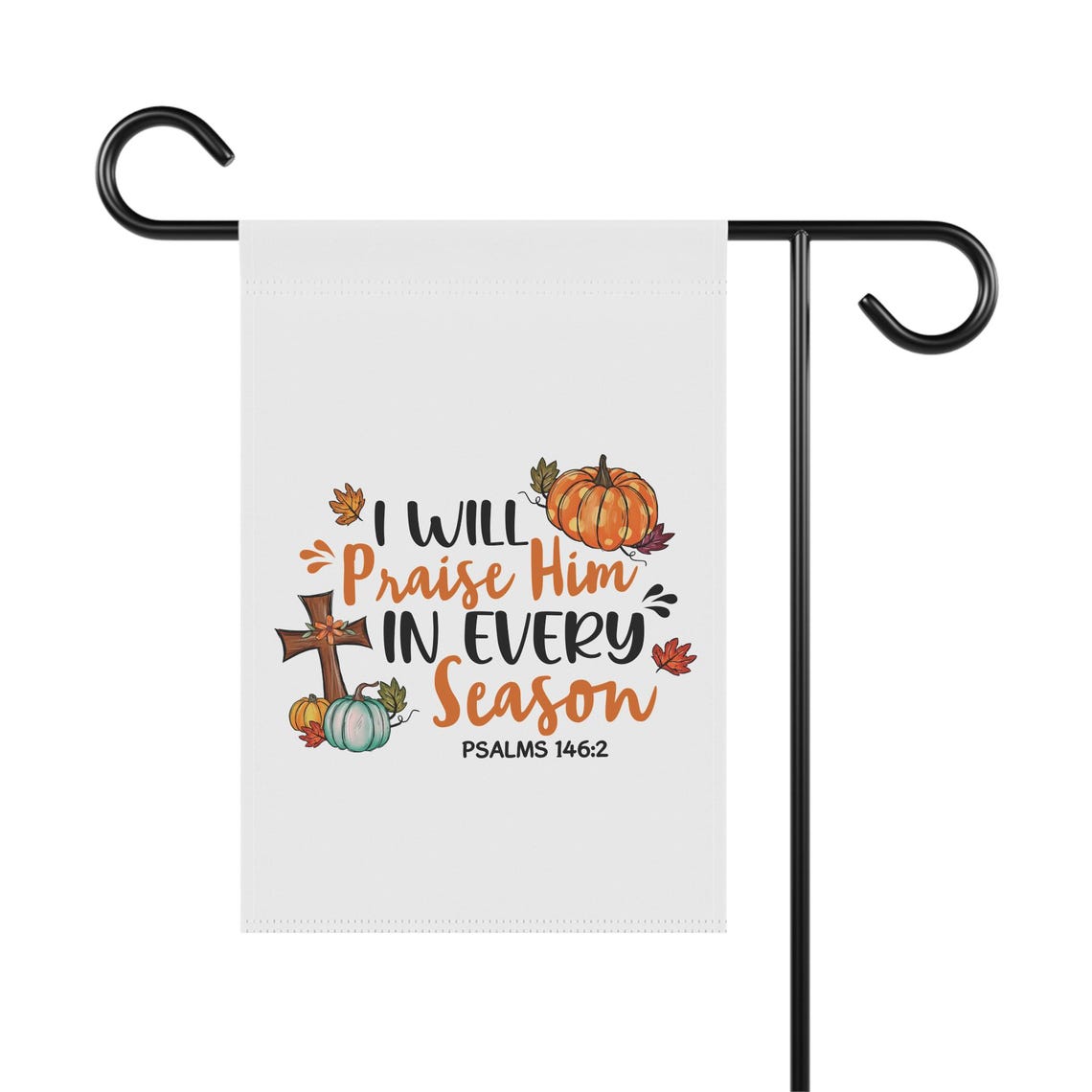 Fall Christian Bible Verse Pumpkin Home Flag, October Praise Religious ...