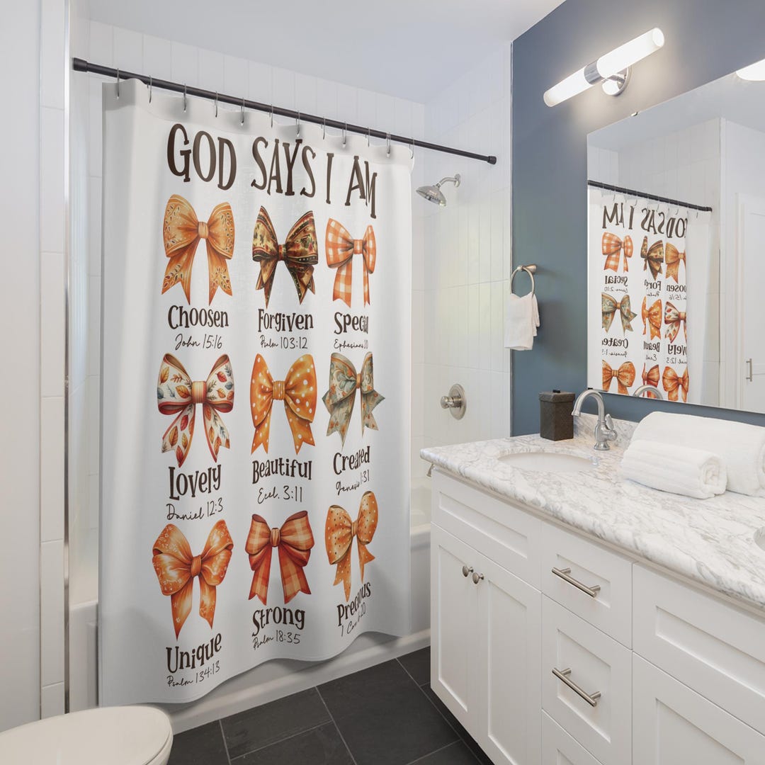 Christian Religious Fall October Shower Curtain, Bible Verse Spiritual ...