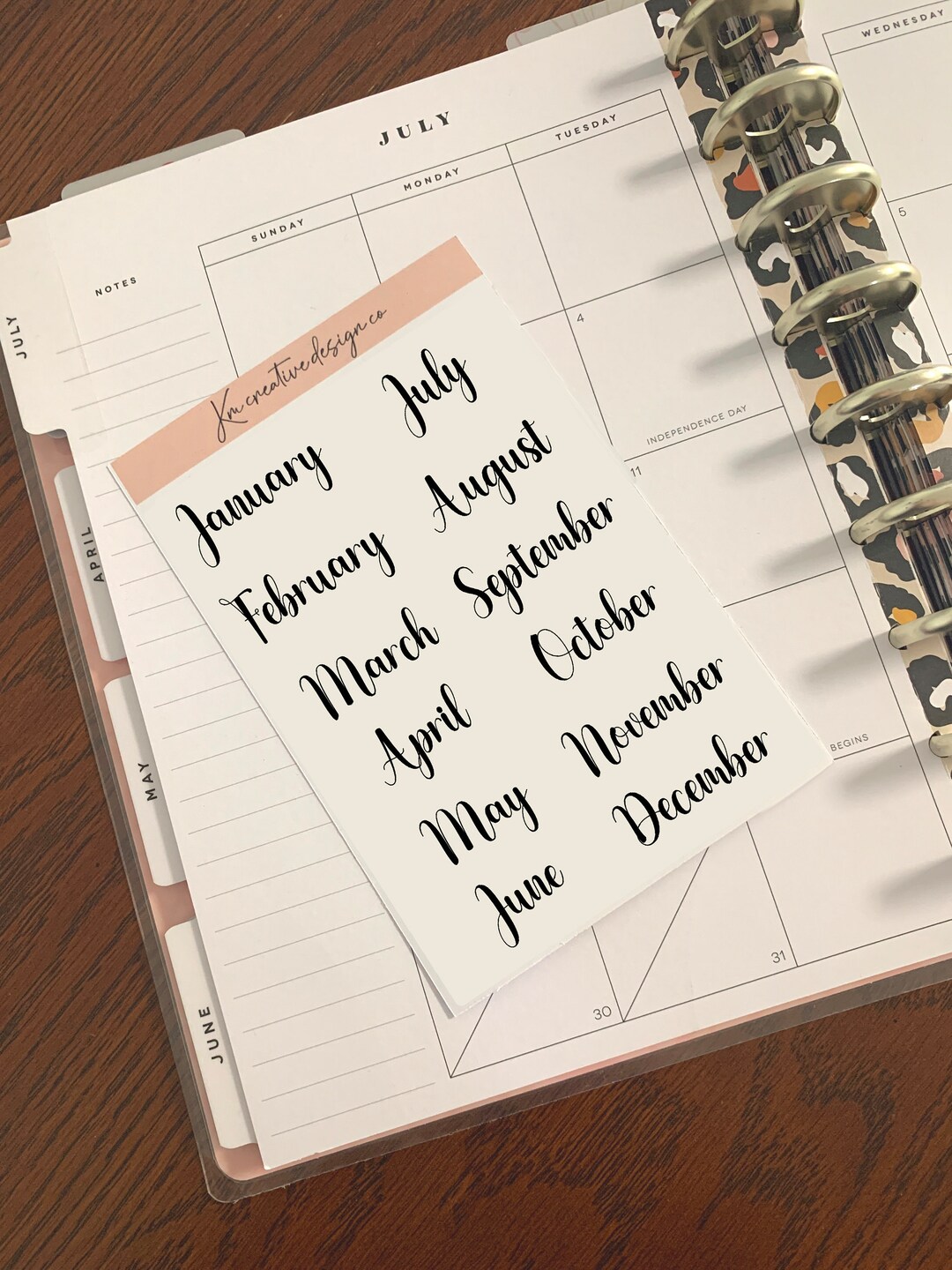 Cursive Months of the Year Sticker Sheet Planner Journal - Etsy