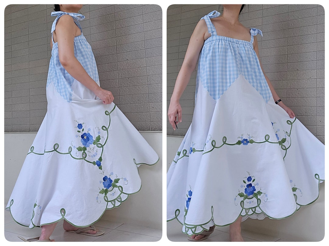 Upcycled, Repurposed or Reworked Vintage Tablecloth Dress, Cotton ...