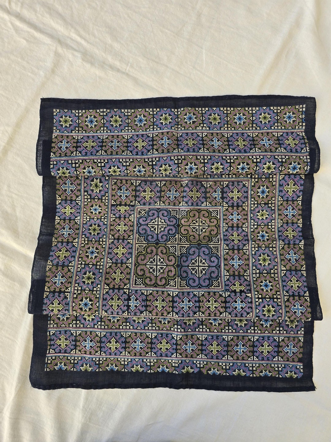 Thai Yao or Mien Embroidery Cloth, Cross Stitch Hand Embroidery Fabric ...