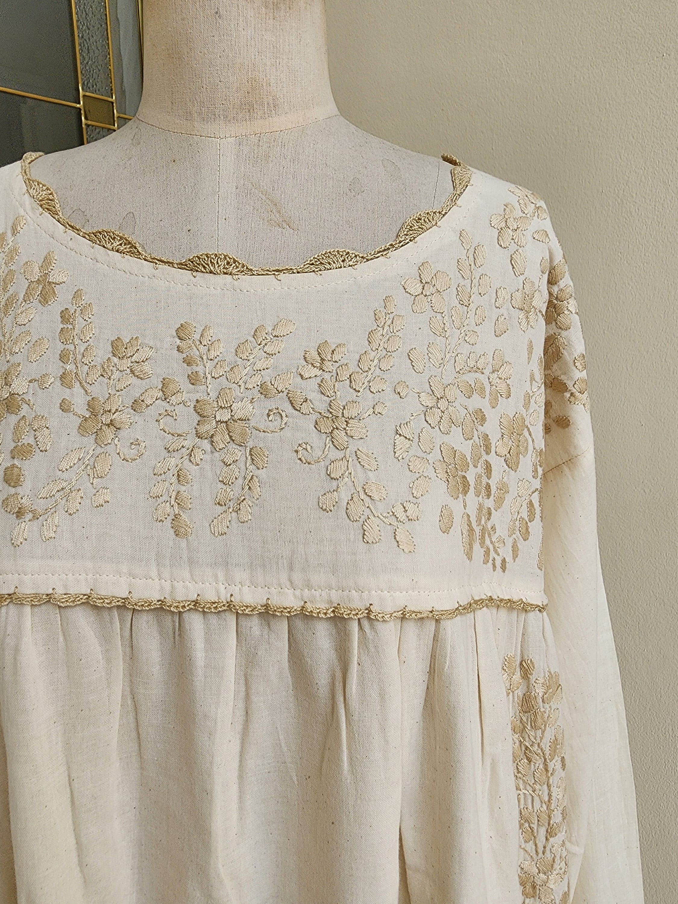 Plus Size, Hand Embroidery Mexican Oaxacan Dress Inspired Cotton ...