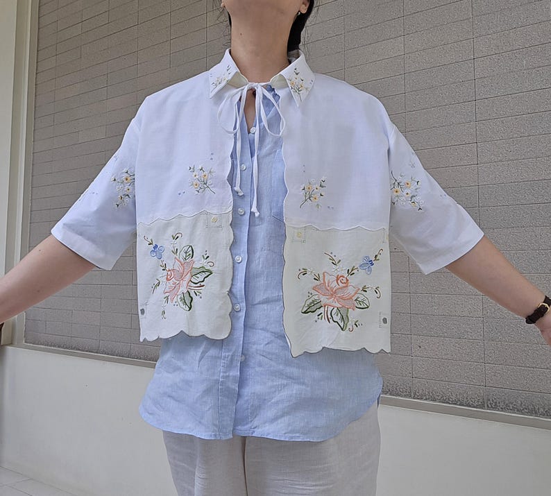 Upcycled, Repurposed or Reworked Vintage Table Cloth to Crop Tops ...