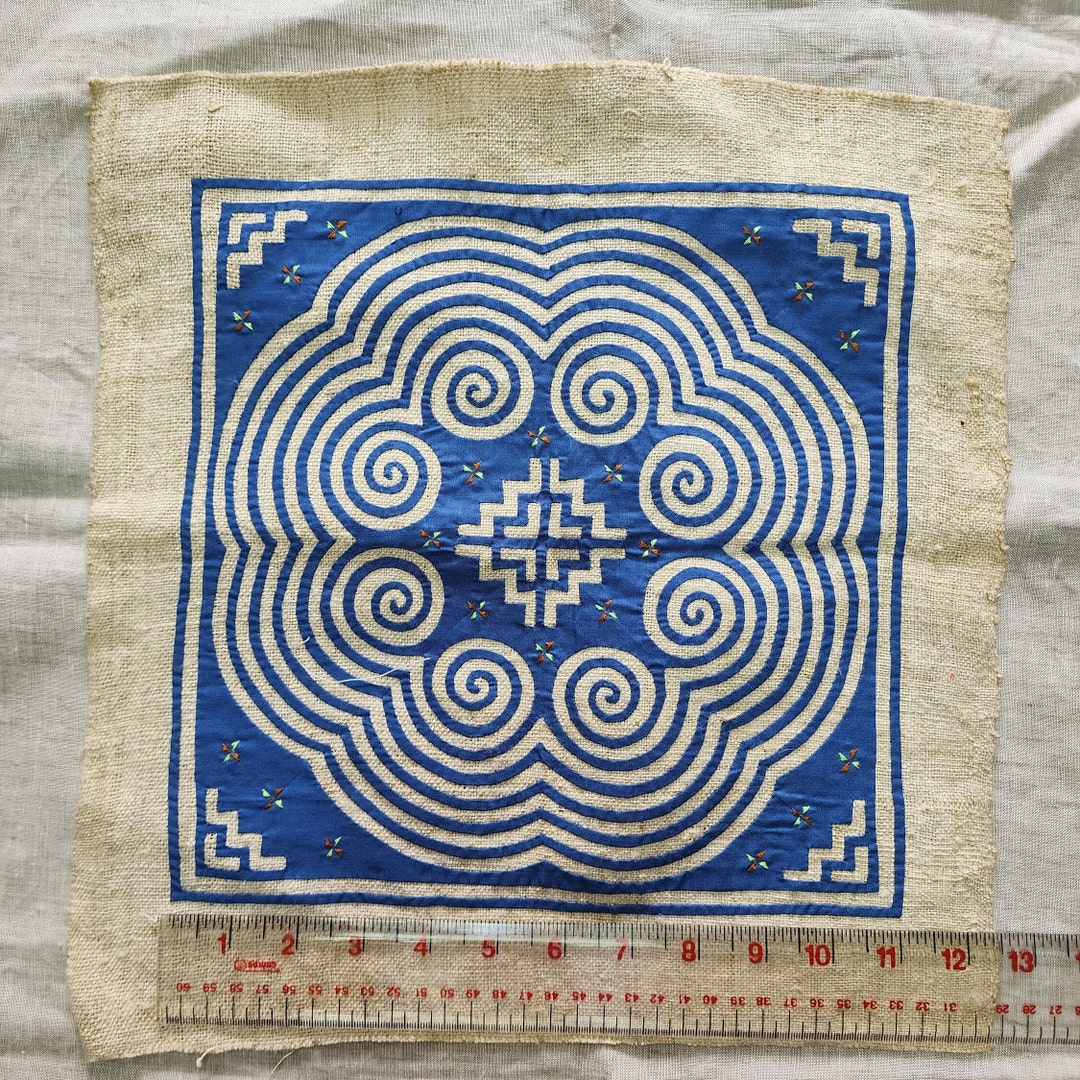 Hmong Reverse Applique Cloth, Hand Embroidery Fabric, Hmong Quilt ...