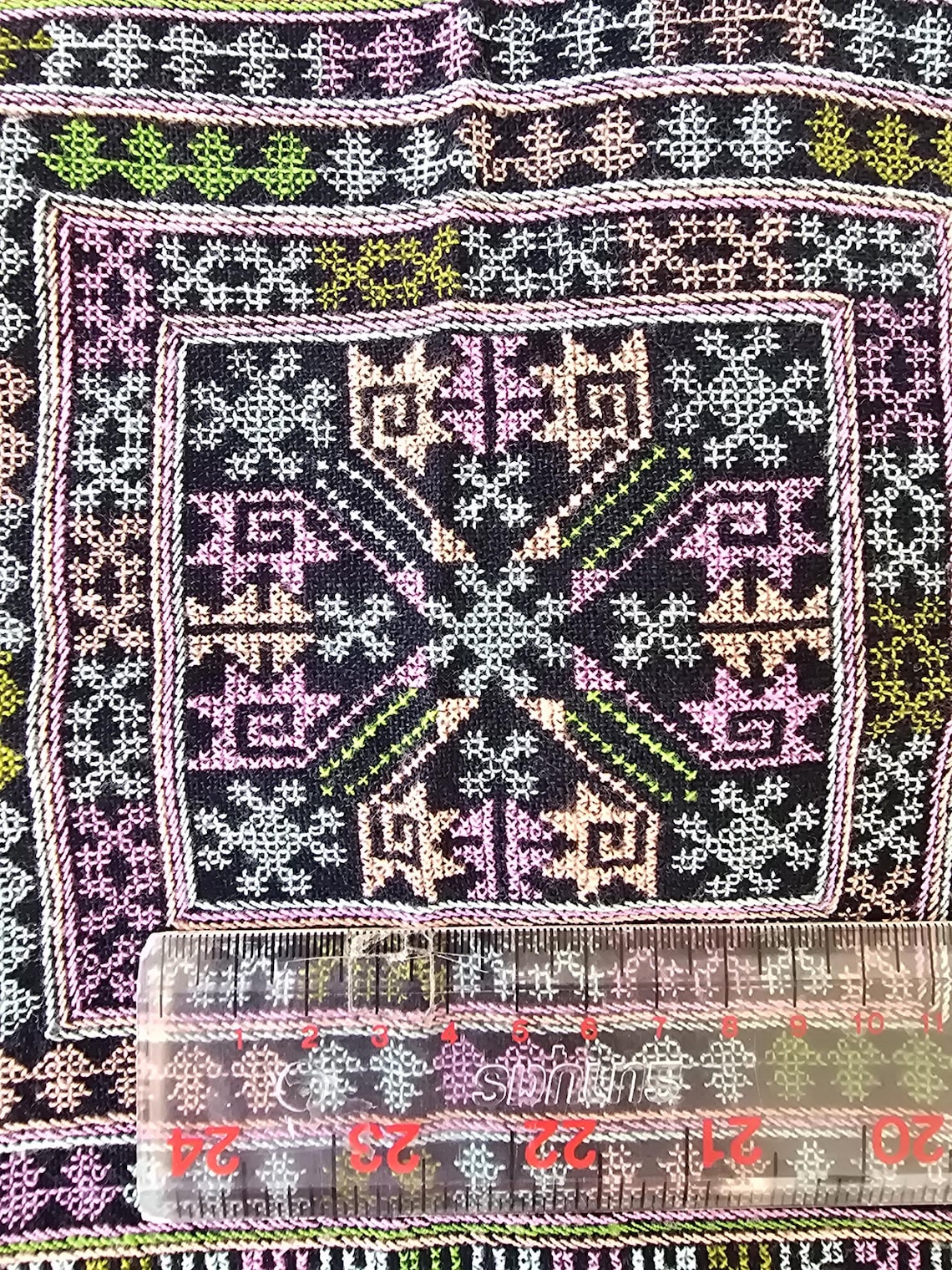 Thai Yao or Mien Embroidery Cloth, Cross Stitch Hand Embroidery Fabric ...