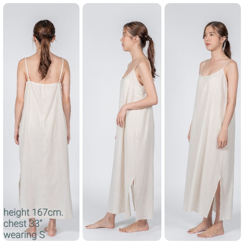 Long Cotton Slip Dress Maxi Slip Dress With Side Split Long - Etsy