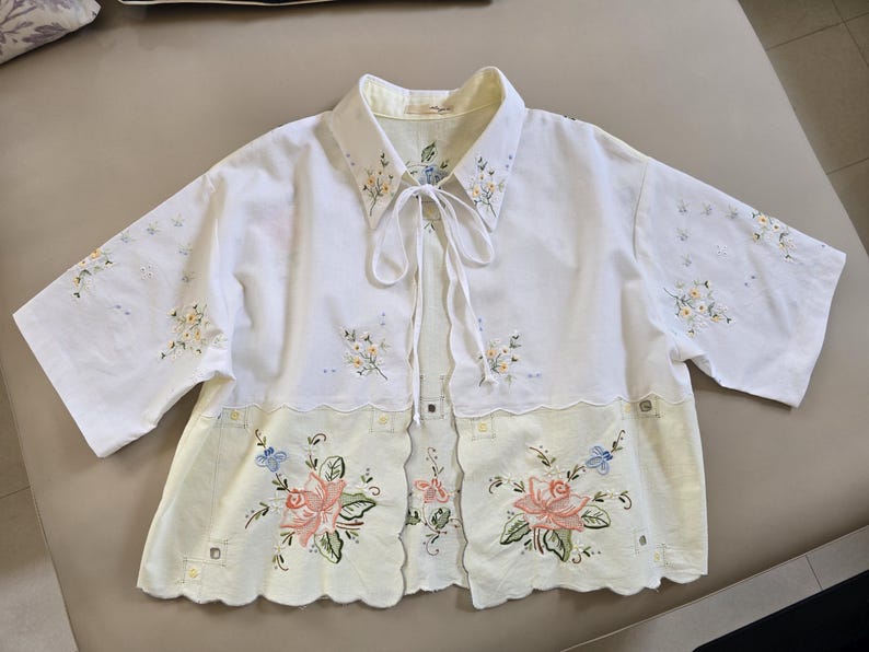 Upcycled, Repurposed or Reworked Vintage Table Cloth to Crop Tops ...