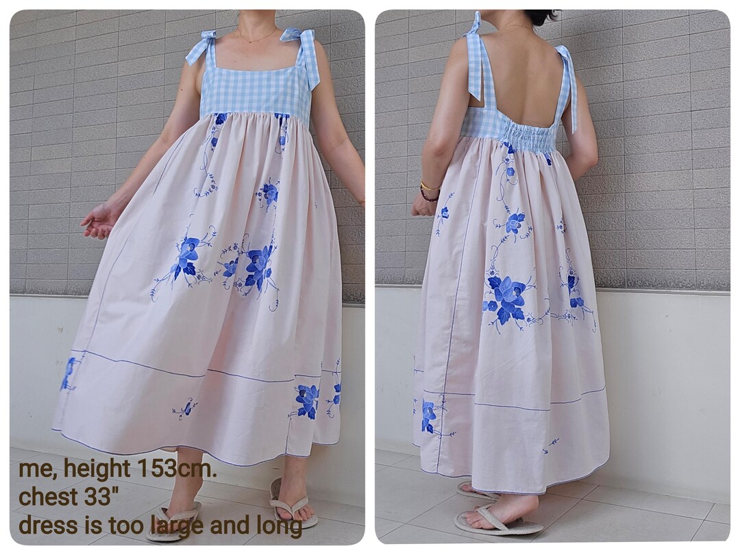 Upcycled, Repurposed Dress, Reworked Vintage Cotton Table Cloth Dress ...