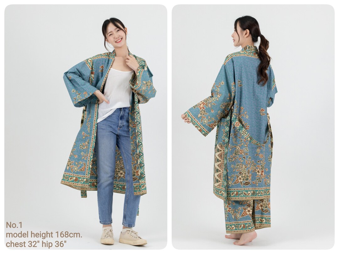 Cotton Sarong Fabric Kimono Robe, Bath Robe, Night Gown, Loungewear ...