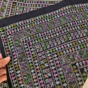 Thai Yao or Mien Embroidery Cloth, Cross Stitch Hand Embroidery Fabric ...